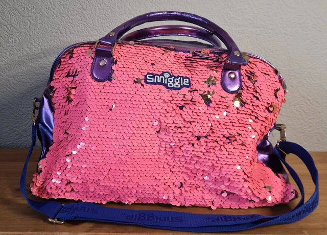 SMIGGLE SEQUIN GIRL Overnight bag Purple Pink Gold Butterfly Weekender ...