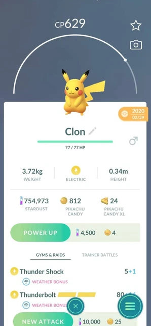 POKEMON TRADE GO Clone Pikachu | 20K ou 1M poussière d'étoiles EUR 35,95 - PicClick FR