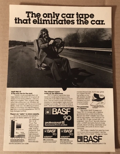 1980 BASF PRO III cassettes imprimées vintage publicité années 80 EUR ...