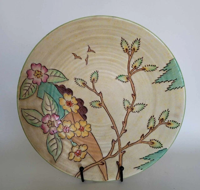 RARE CROWN DEVON Art Deco Ceramic Wall Hanging Charger Plate Floral ...