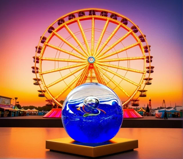 CAITHNESS PAPERWEIGHT WHEEL Of Fortune (BLUE) Helen MacDonald 2000 ...