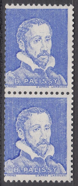 FRANCE BERNARD PALISSY, Test Stamp, Vignette Proof Essay, Blue Pair £4. ...