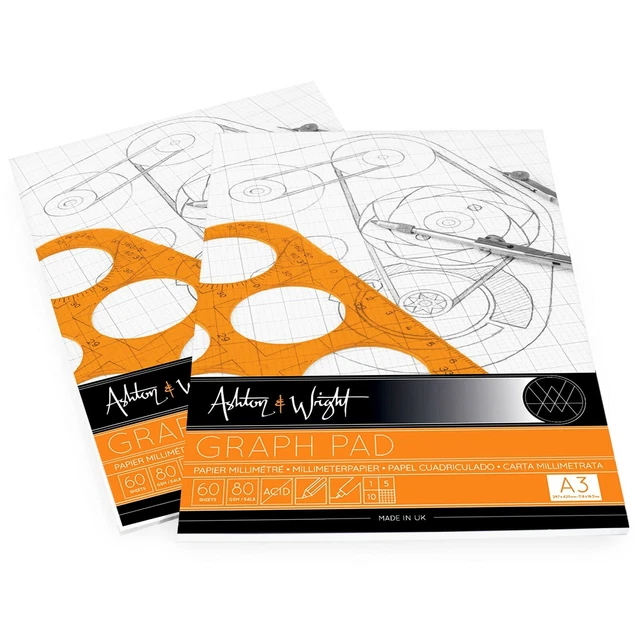 A3 Grey-grid Graph Pad Ashton And Wright - 60 Sheets, 80gsm Acid-Free ...