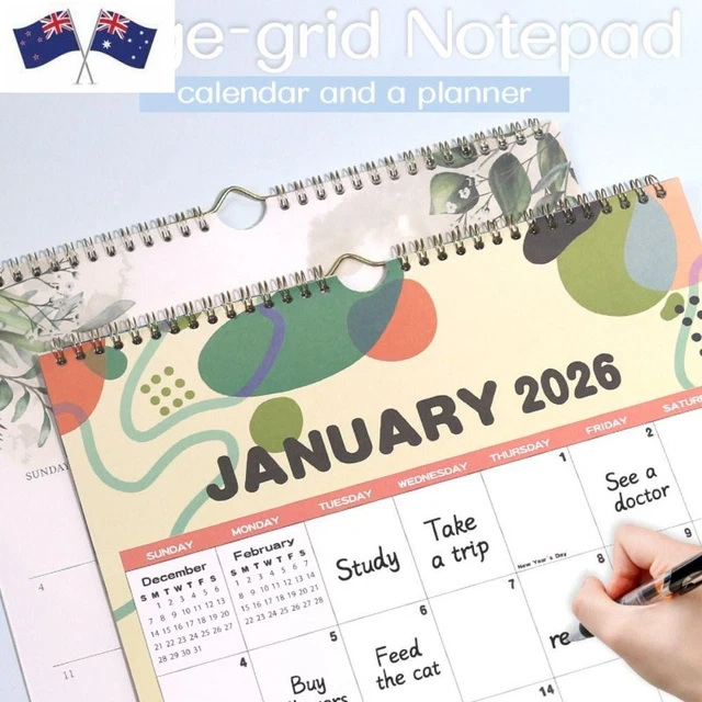 FOLDABLE DAILY PLANNER Calendar Jan. 2026 - Dec. 2026 Hanging Calendar ...