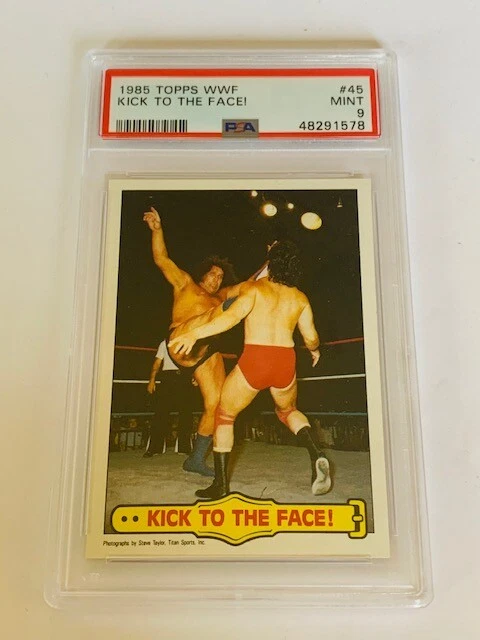 ANDRE THE GIANT WWF Pro Wrestling Card PSA 9 WWE 1985 Topps #45 Kick ...