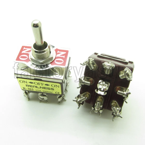 HEAVY DUTY TOGGLE Switch 3PDT 9 Screw Terminal ON-OFF-ON 3 Position 15A ...