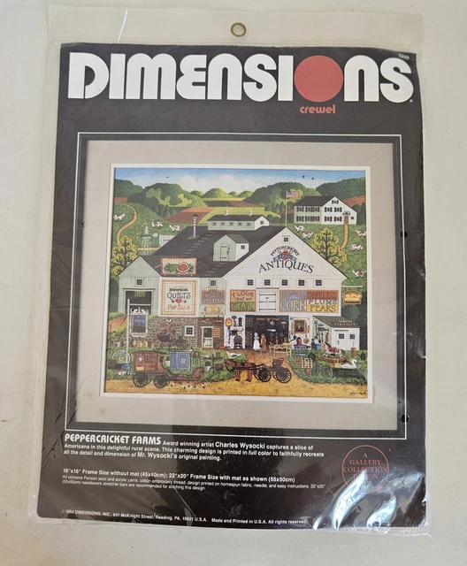 VINTAGE DIMENSIONS CREWEL Embroidery Kit "Peppercricket Farms", Charles ...