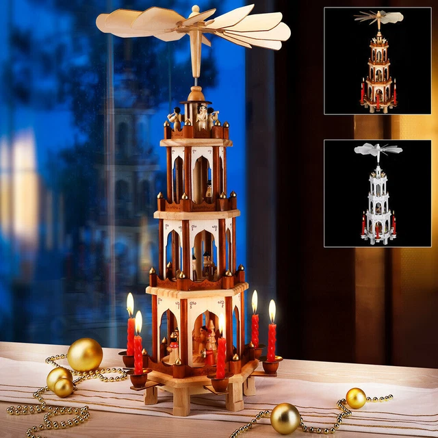 WEIHNACHTSPYRAMIDE TISCHPYRAMIDE 60CM Holz 4-stöckig Weihnachten Deko ...