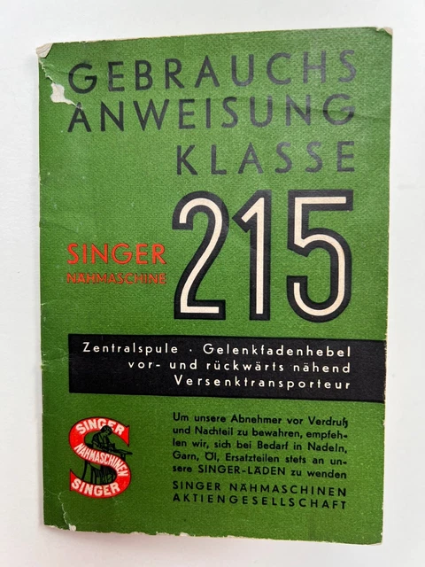 1951 ORIGINAL GERMAN Singer Sewing Machine Manual Gebrauchsanweisung ...