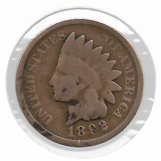 1892 NATIVE AMERICAN Indian Head Penny US Coin Collection Cent -- 132 ...