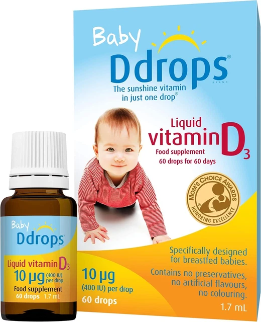 PURE LIQUID BABY Ddrops Vitamin D3 - Allergy-Friendly, No Taste, Easy ...
