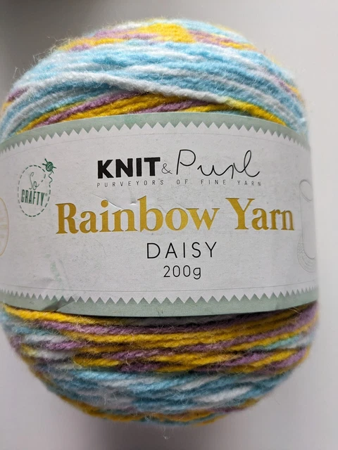 SO CRAFTY KNIT + Purl Rainbow Yarn - Daisy - By ALDI- 200g -20% Wool ...