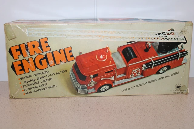 VINTAGE TOY FIRE Engine Battery Operated Motor Bump-N-Go Action Made in ...