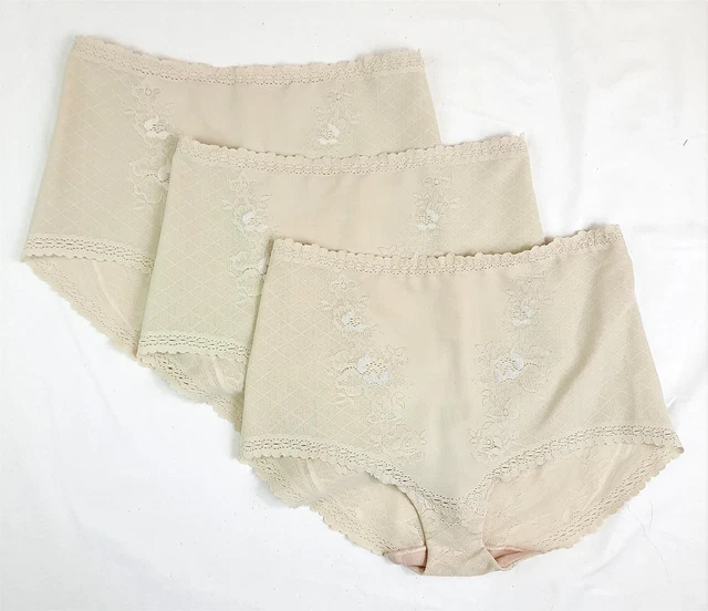 3-PACK LIGHT CONTROL Shaping Knickers Full Brief Rose Pattern Lace ...