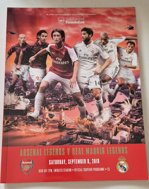 ARSENAL V REAL Madrid Legends football friendly programme September ...