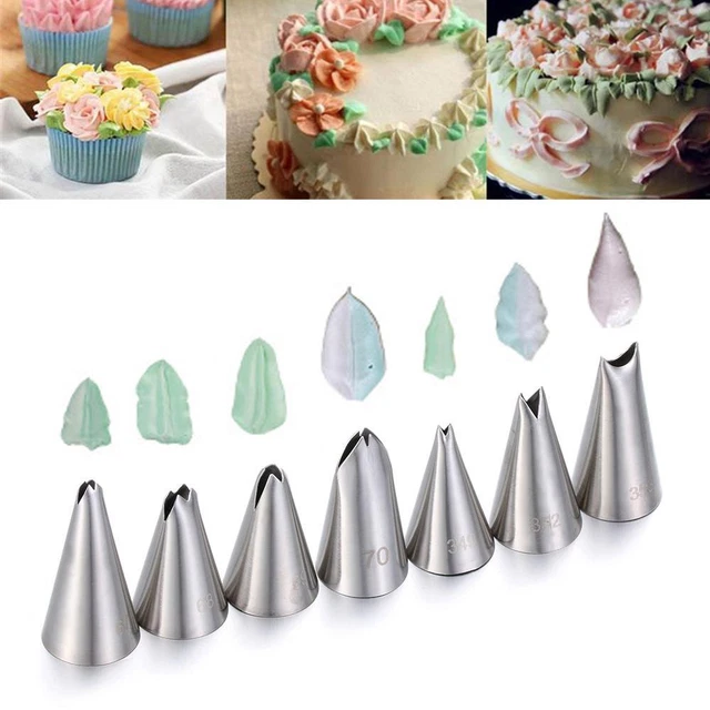 STEEL PASTRY TIPS Flower Nozzle Icing Piping Nozzles Ice Cream Tool ...