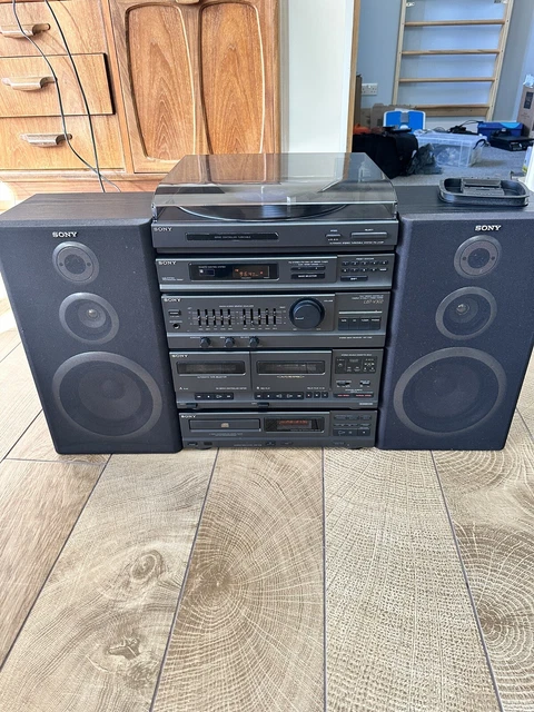 RETRO SONY LBT V302 HI-FI SYSTEM CD DOUBLE CASSETTE TURNTABLE AM/FM ...