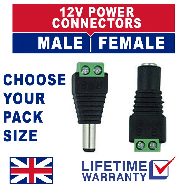 12V DC MALE Female Power Balun Connector Cable Adapter Jack For Led ...