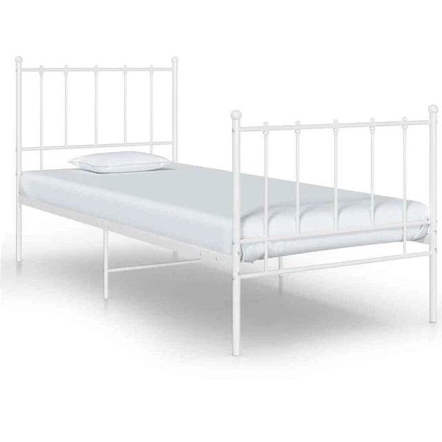 BED FRAME WHITE Metal 100x200 cm £83.66 - PicClick UK