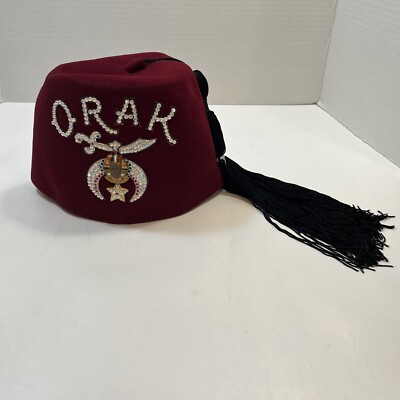VINTAGE ORAK FEZ Hat, Freemason, Shriner Fez, Masonic Hat Jeweled - 7 1 ...