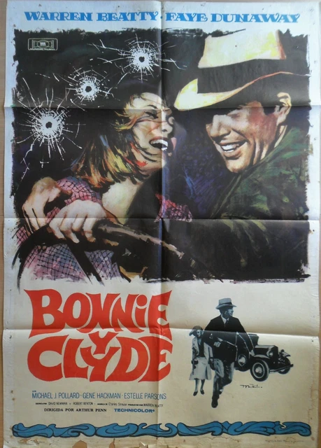 BONNIE AND CLYDE ORIGINAL Spanish '68 POSTER Warren Beatty Faye Dunaway ...