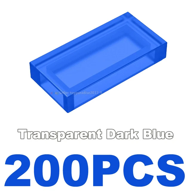 200 NEW TRANSPARENT Dark Blue 1x2 Flat Tiles 35386 6251289 Modular ...