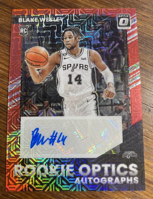 Blake Wesley Rookie Optics Autographs Red Mojo Rc 2022 23 Spurs Roa Bws