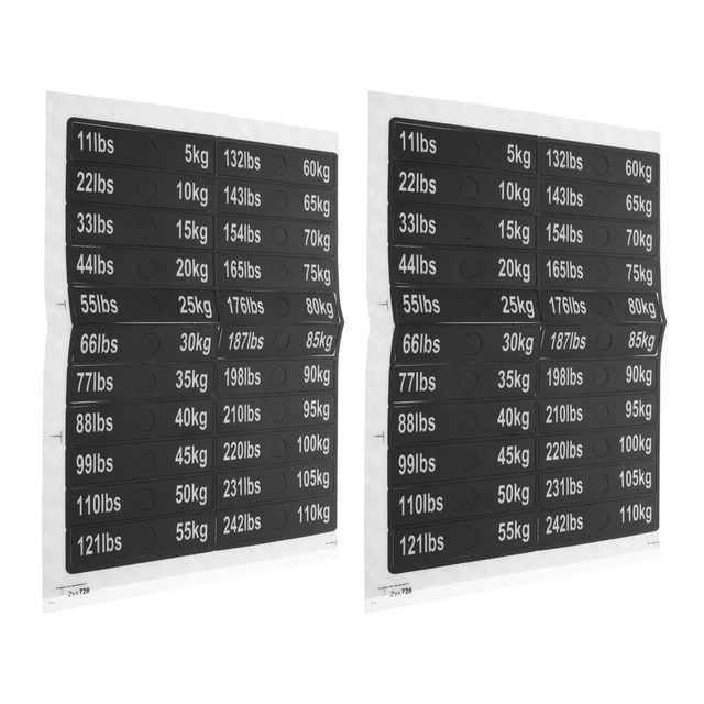 2 SHEETS WEIGHT Stack Stickers: 5-110kg/11lbs-242lbs Fitness Weight ...