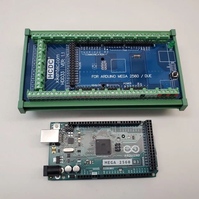 DIN RAIL MOUNT Pinout Breakout Terminal Block Module & Arduino MEGA ...