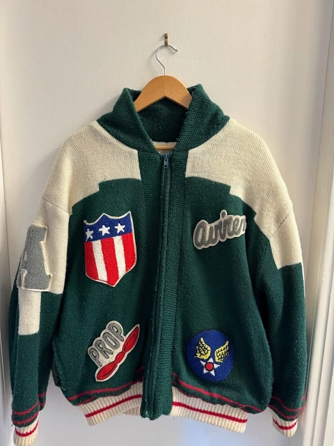 AUTHENTIC MEN'S AVIREX LTD Classics Cardigan AAF Air Force Wool Green ...