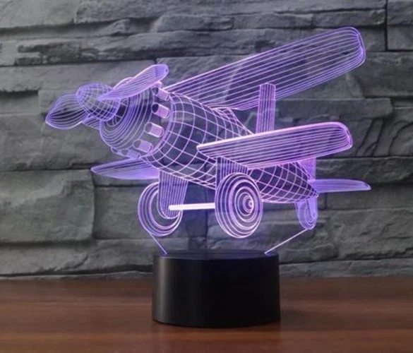 DESK TABLE LAMP Airplane 3D illusion Night Light 7 Changeable Colors ...