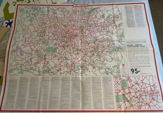 1974 LARGE MAP London Transport Bus Routes Poster 50 x 40” Dated 12/74 ...