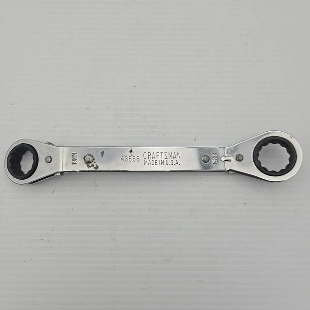 CRAFTSMAN 19MM X 21mm 12 Point Offset Ratcheting Box Wrench 43666 USA ...