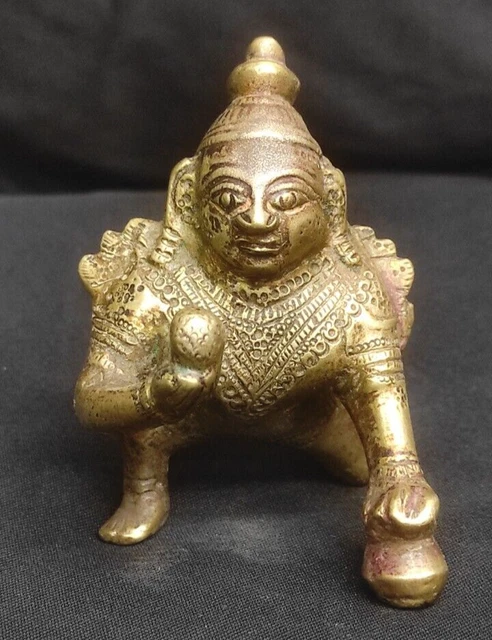 ANTIQUE BRASS INDIAN Traditional Miniature Bal Krishna Statue £127.39 ...