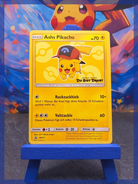 POKÉMON KARTE I Ash's Pikachu SM 111 I SM Black Star Promos I Du bist ...