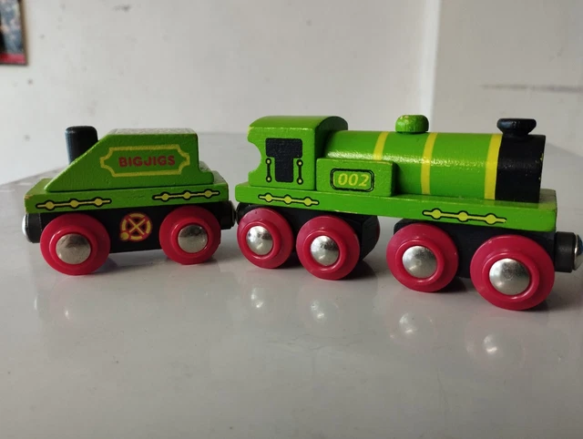 BIGJIGS BIG GREEN engine wooden train £10.78 - PicClick UK