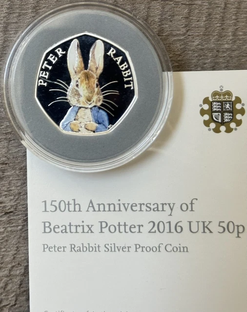 2016 PETER RABBIT Beatrix Potter 150 Years Silver Proof 50p Coin Uk ...