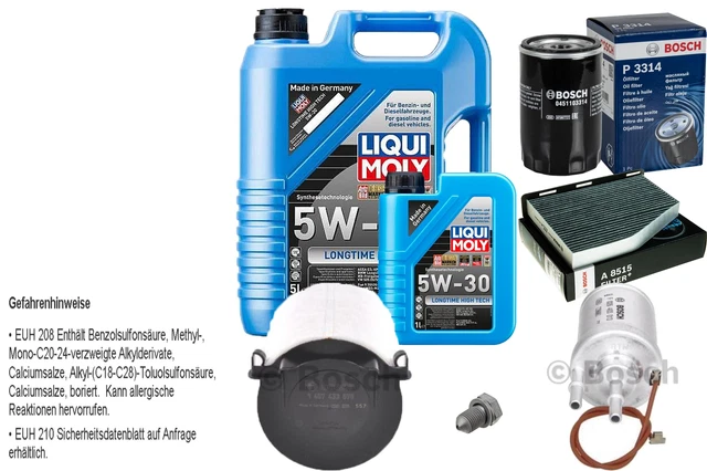 BOSCH INSPECTION SET 6L Liqui Moly Longtime High Technologie 5W-30 pour VW Golf EUR 146,99 ...
