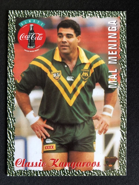 🏉 MAL MENINGA 1995 Coca Cola CLASSIC KANGAROOS #9 Rugby League NRL Card ...