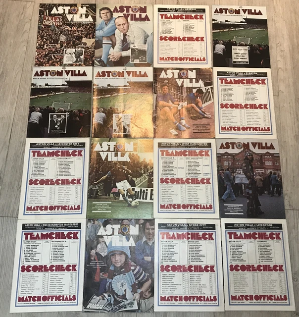 ASTON VILLA PROGRAMMES x 16 from season 1975/1976 £16.00 - PicClick UK