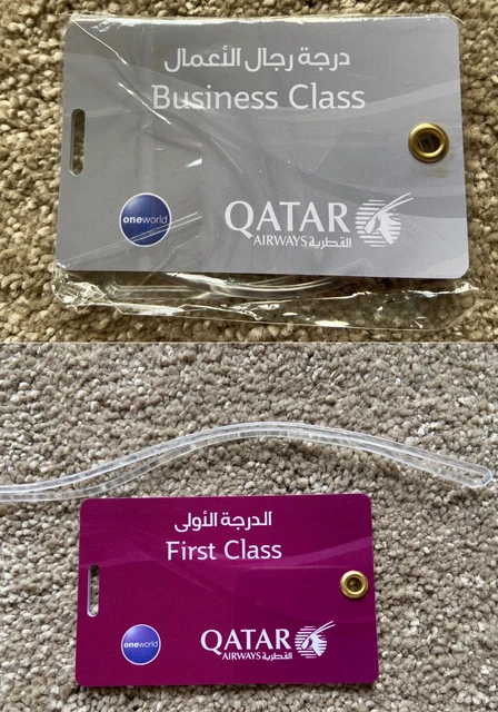 QATAR AIRWAYS - First & Business Class hinged Plastic luggage tags set ...