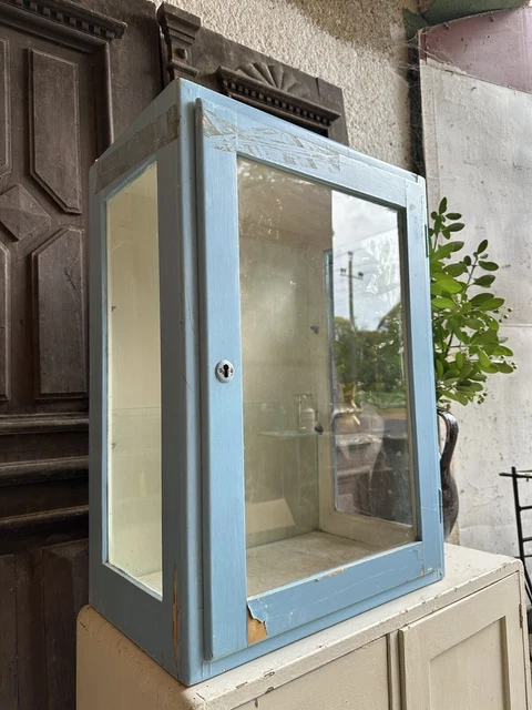 VINTAGE 1920S BUDAPEST Hospital Wooden Medical Cabinet in Chippy Blue £ ...