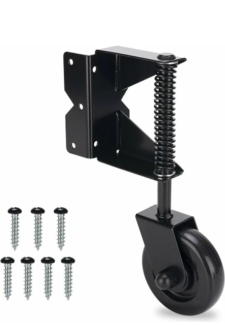 GATE WHEEL SPRING Loaded Gate Caster Set-Black-360°Swivel 4-1/2in 220lb ...