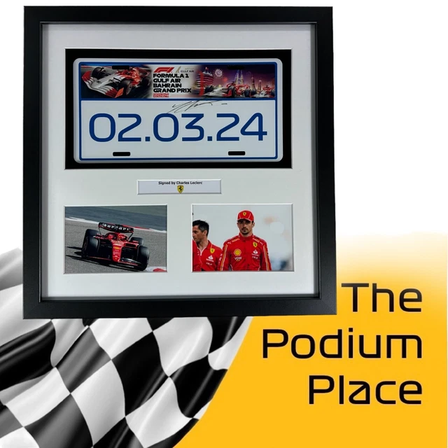 F1 BAHRAIN 2024 Licence Number Plate Signed by Ferrari Driver Charles ...