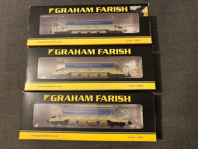 GRAHAM FARISH JJA Mk 2 Auto-Ballaster Railtrack 377-701 x 3 N Gauge £ ...