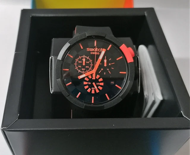 Swatch Checkpoint Black Big Bold Chrono Men's Watch SB02B400 (Unboxing ...
