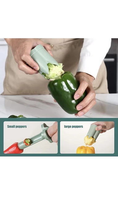 PEPPER CORER CUTTER Tool 2-in1 Fruit&Chilli Seed Remover Quick Core ...