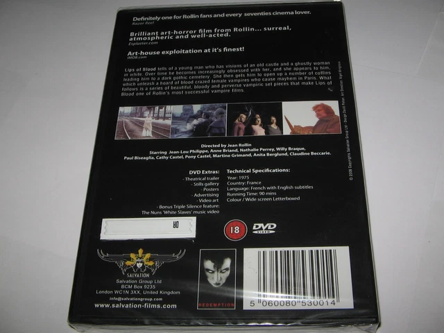 LIPS OF BLOOD (1975) JEAN ROLLIN FRENCH HORROR New/Sealed Redemption ...