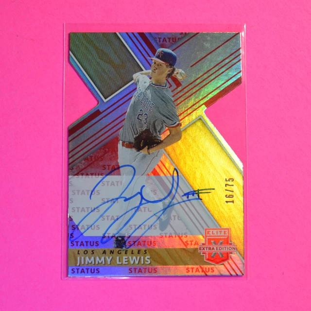 2019 ELITE EXTRA Edition Noah AUTO Status Red Die Cut #d/75 Jimmy Lewis ...