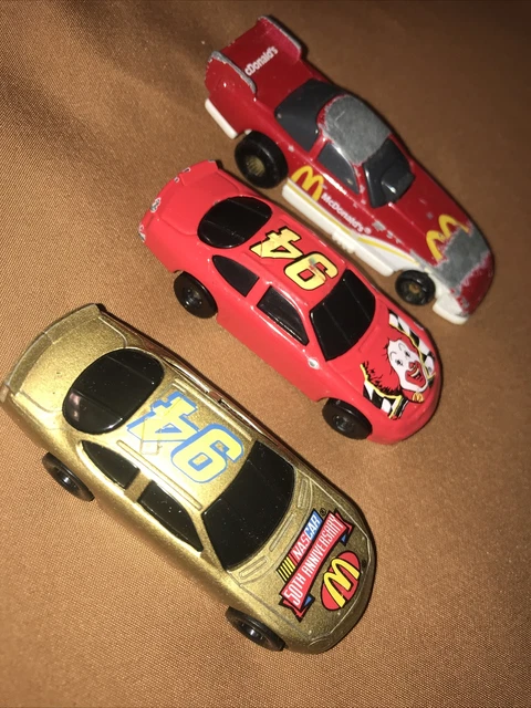 3 Hot Wheels Mcdonalds Happy Meal Race Cars 1998 Gold Nascar 8 50th